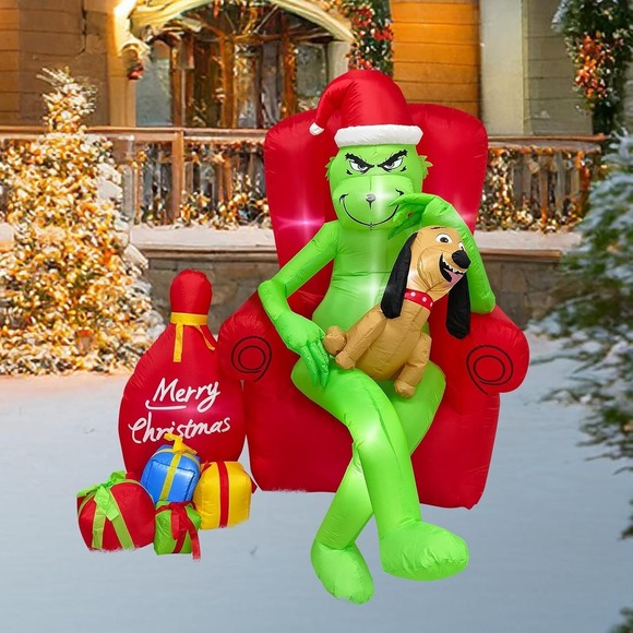 Gemmy | Holiday | The Grinch Merry Christmas Inflatable W Chair Yard ...